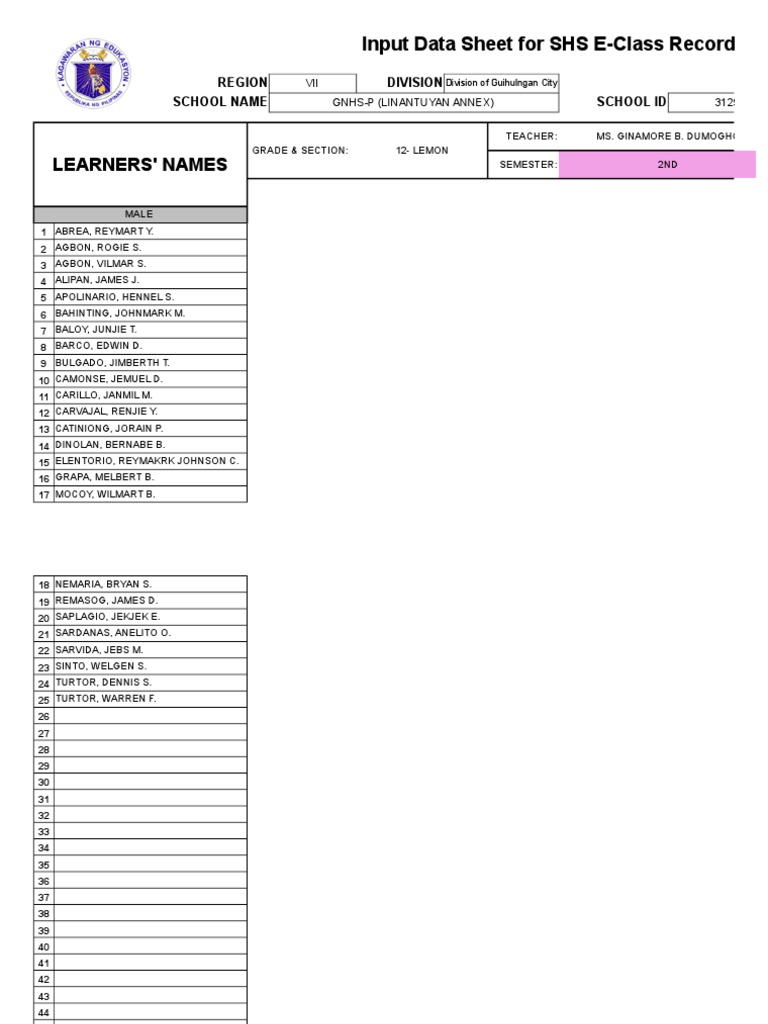 SHS E-Class Record 2016. | PDF