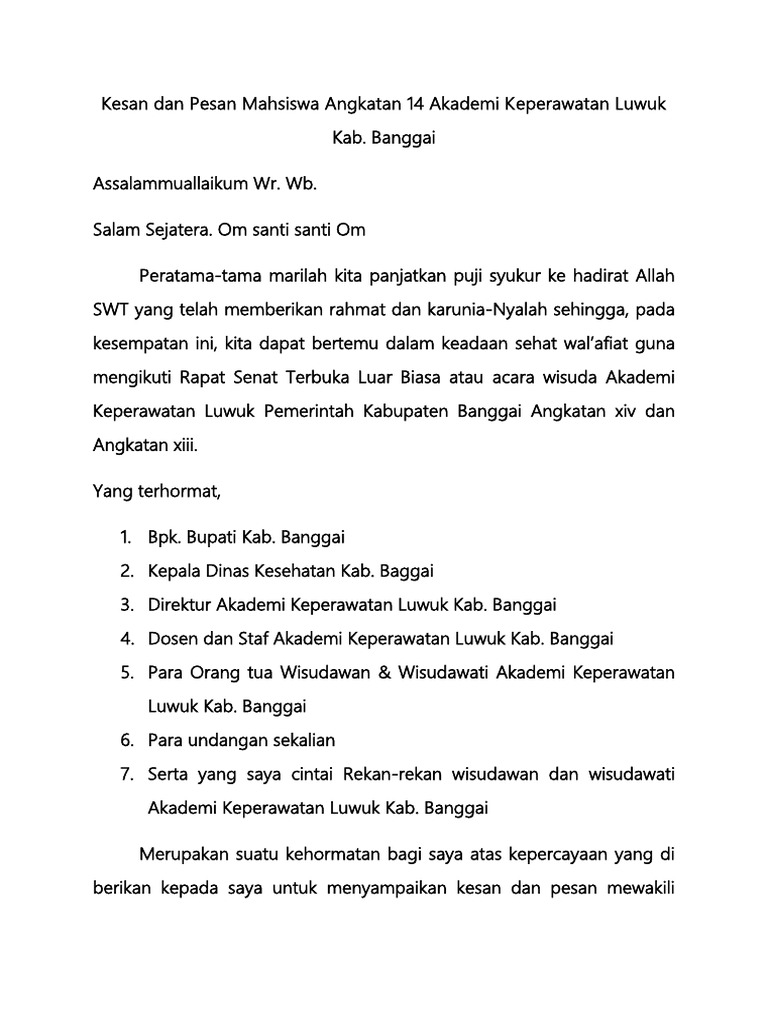 Kesan dan Pesan Wisudawan Akper Luwuk | PDF | Gaya Hidup
