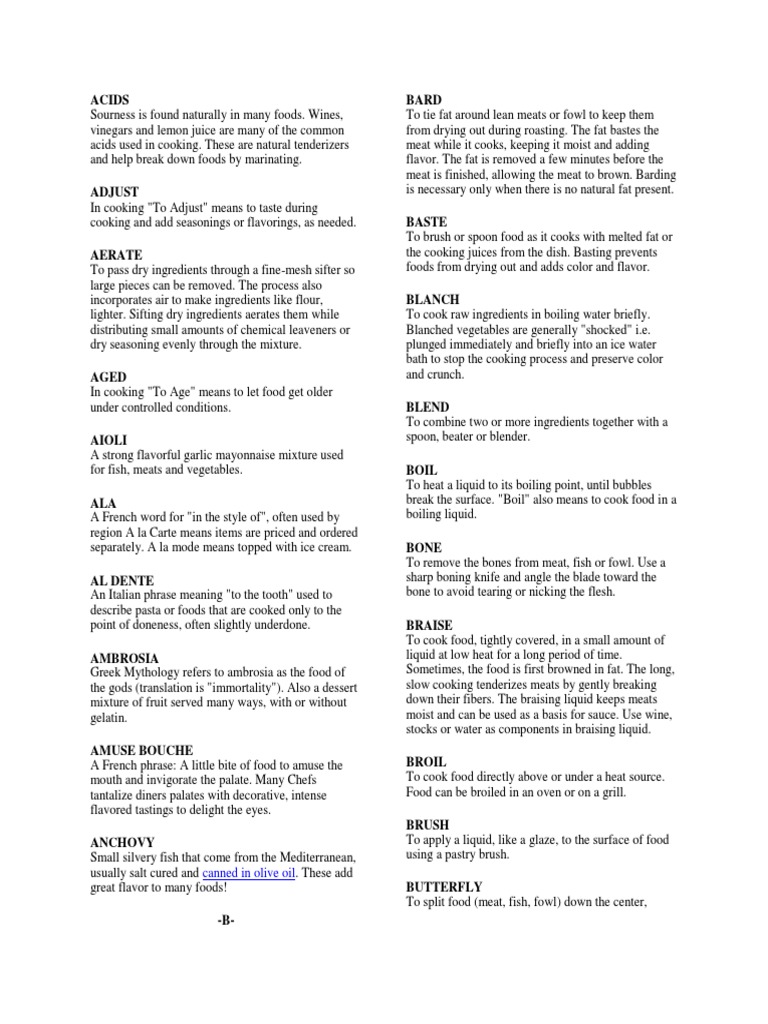A Comprehensive Culinary Dictionary: Defining Key Cooking Terms From A ...