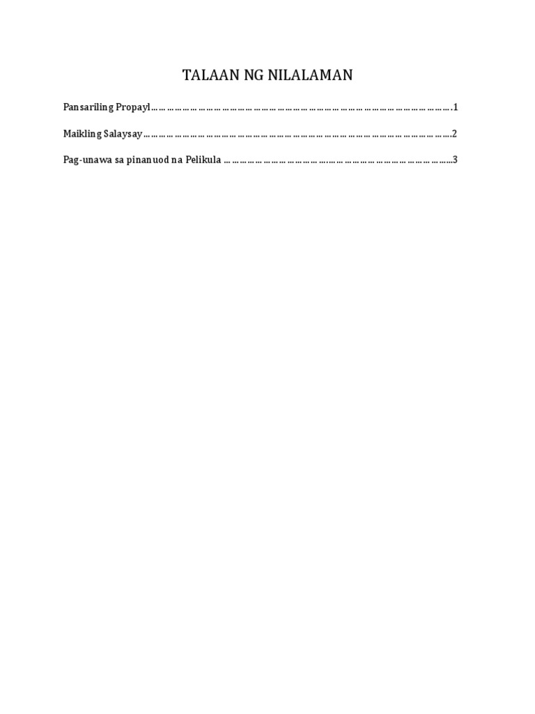 Talaan NG Nilalaman | PDF