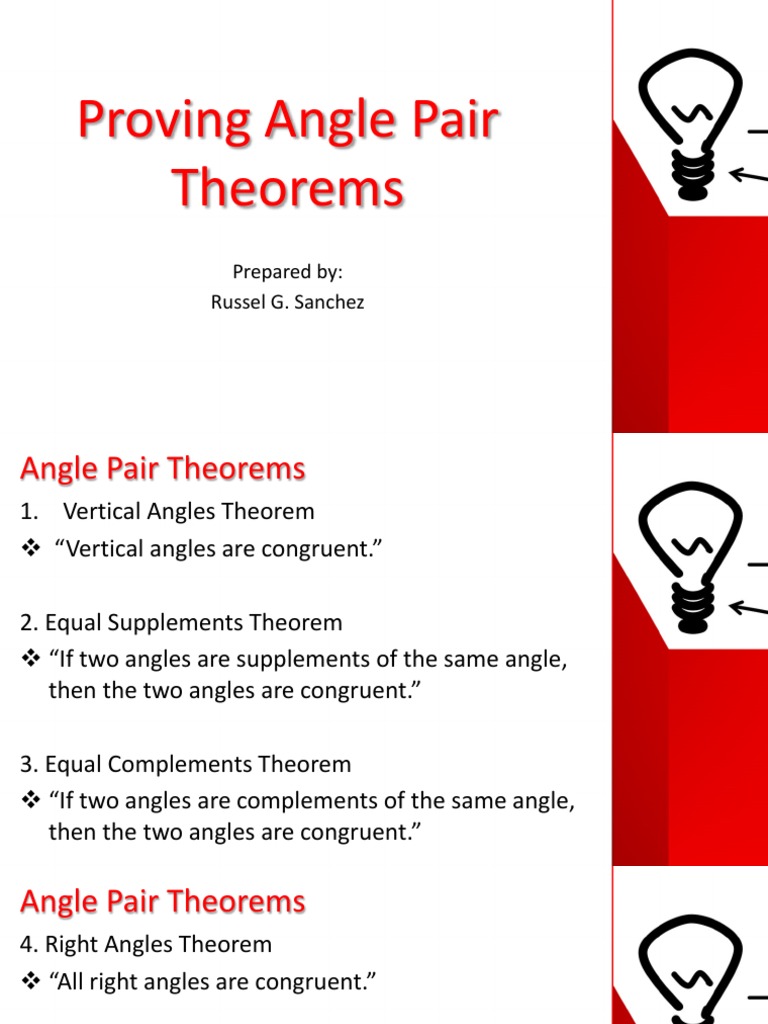 Angle Pair Theorems and Proofs Guide | PDF | Angle | Mathematical Proof