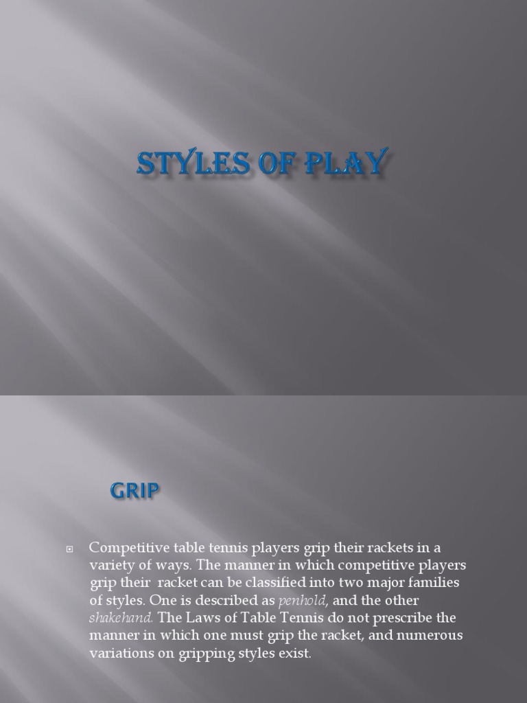 Table Tennis Grip Styles Explained | PDF
