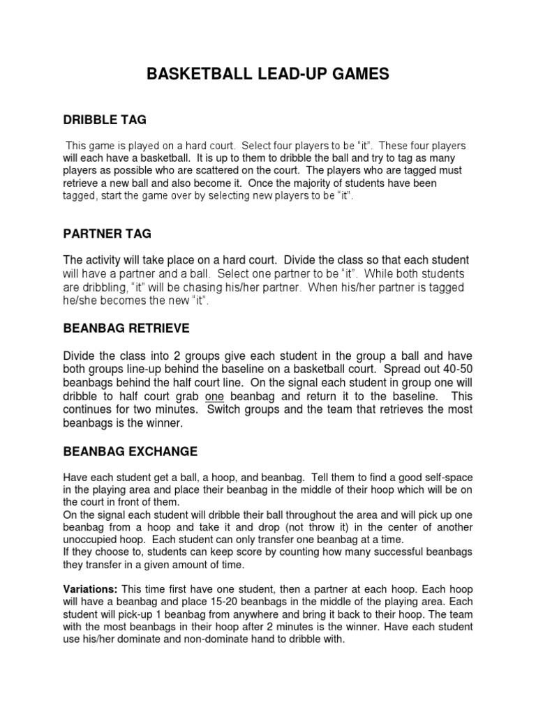 Basketball Lead-Up Games 2013 | PDF | Athletic Sports | Games Of ...