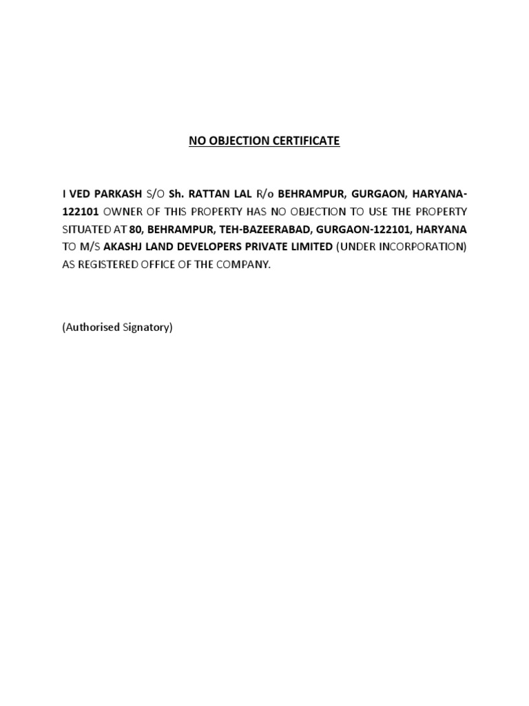 No Objection Certificate | PDF