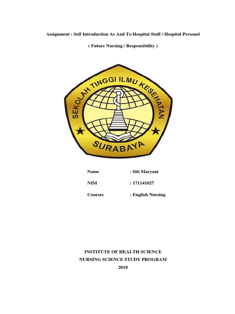 Assignment: Self Introduction As and To Hospital Staff / Hospital ...