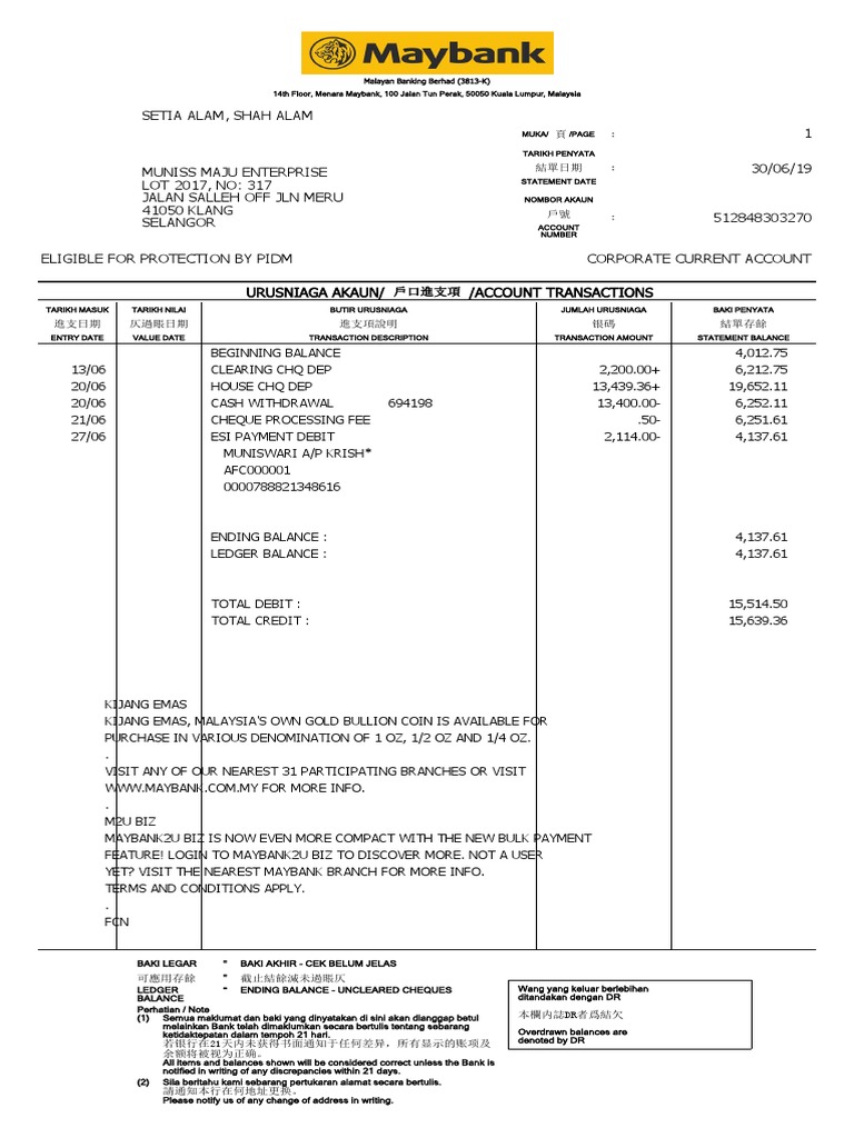 Maybank Account Transaction Summary | PDF | Transaction Account ...