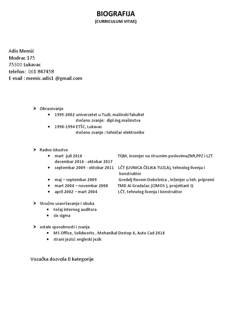 Biografija CV | PDF