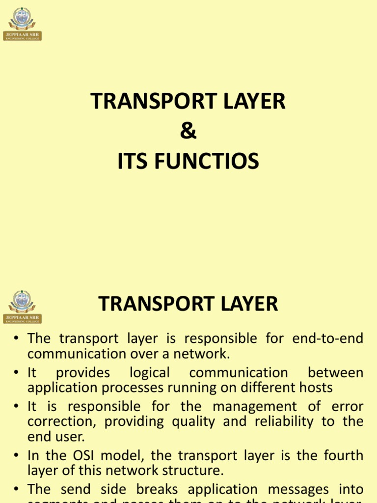 2 Functions of Transport Layer | PDF