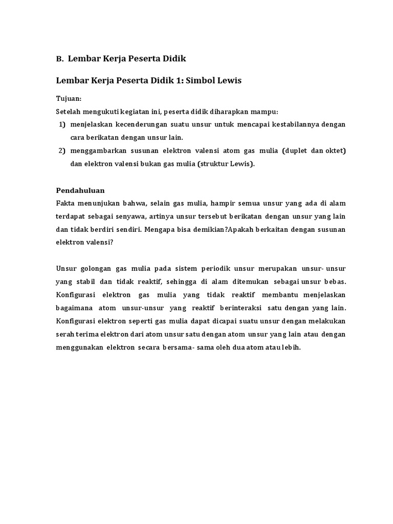 LKPD 1 Simbol Lewis | PDF
