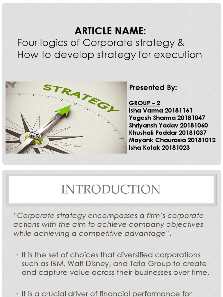 Four Logics of Corporate Strategy & How To Develop Strategy For ...