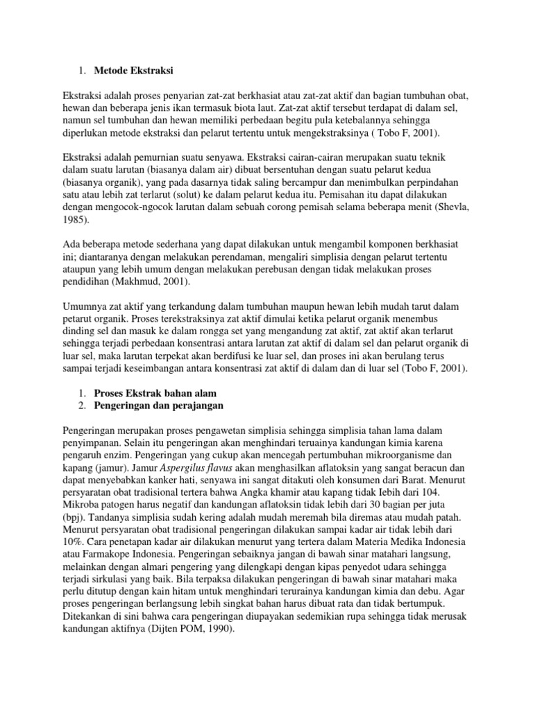 Dasar Teori Ekstraksi Dengan Metode Maserasi | PDF