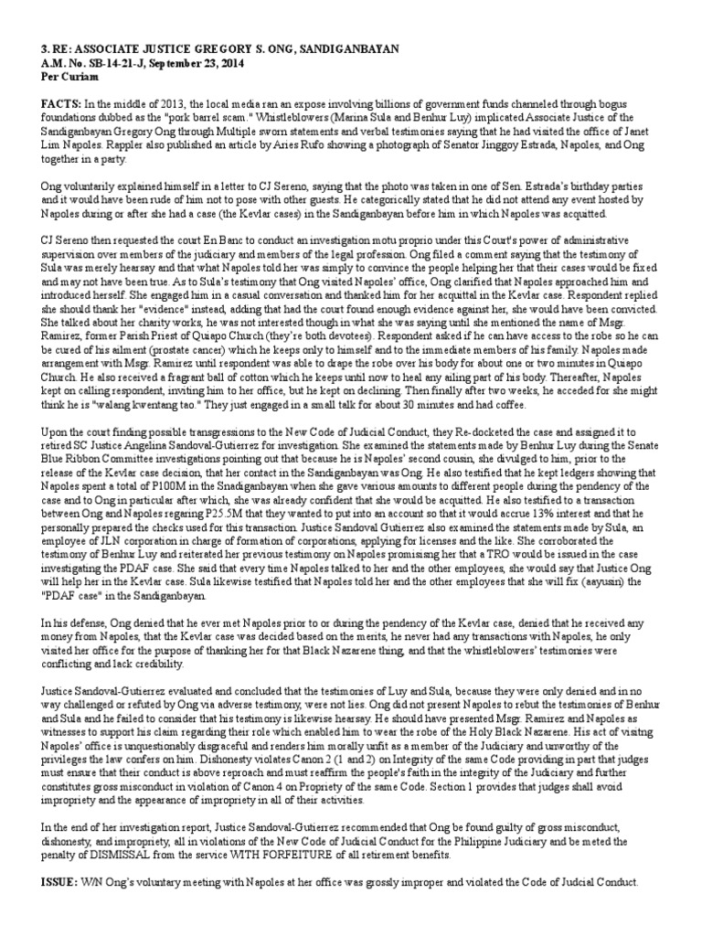 In Re: Gregory Ong | PDF | Judiciaries | Testimony