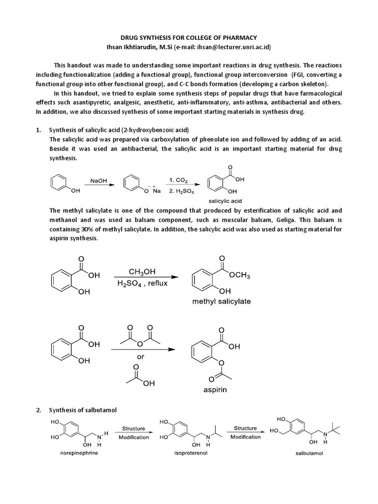 Drug Synthesis For College of Pharmacy | PDF | Biosynthesis ...