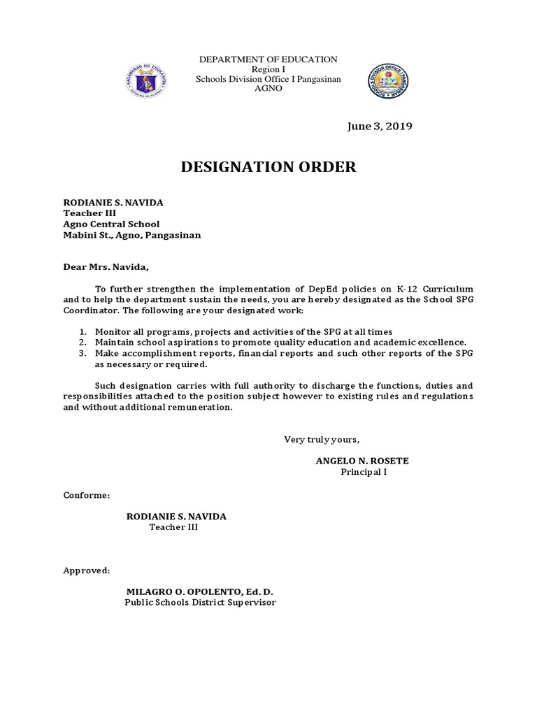 Designation Order: June 3, 2019 | PDF | Cognition | Behavior Modification