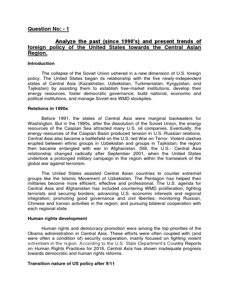 Foreign Policy | PDF | Commonwealth Of Independent States | Central Asia