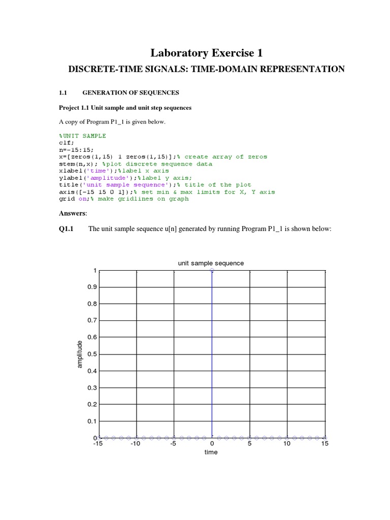 Laboratory Exercise 1: Discrete-Time Signals: Time-Domain Representation | PDF | Exponential ...
