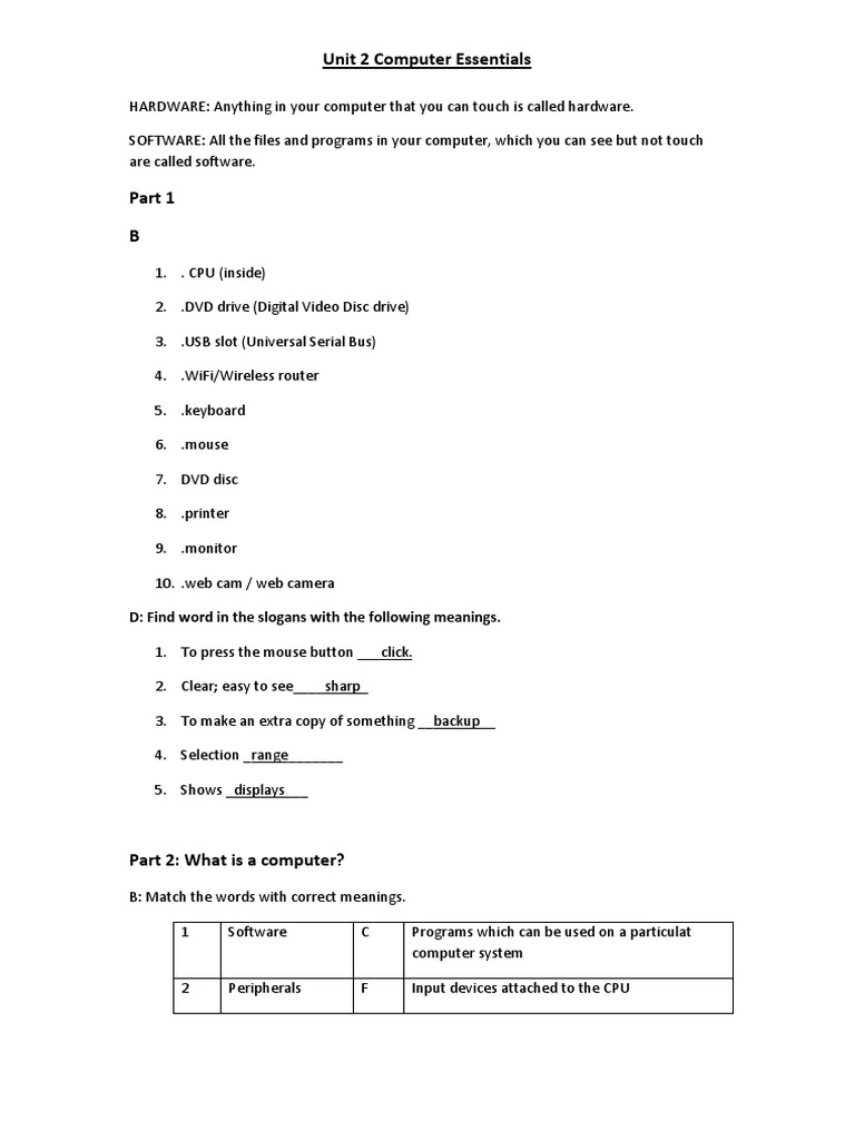 Unit 2 Computer Essentials | Download Free PDF | Personal Computers ...