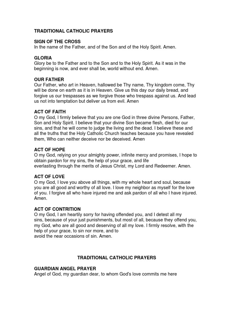 Traditional Catholic Prayers PDF | PDF | Lord's Prayer | God The Father