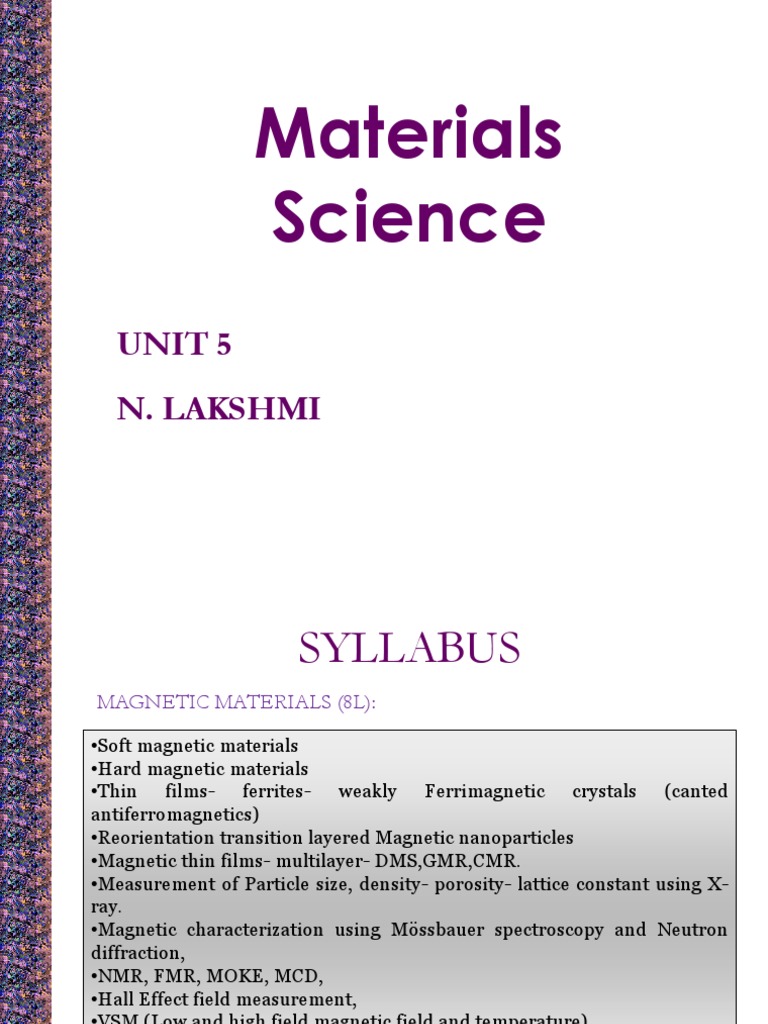 Materials Science UNIT 5 | PDF | Magnet | Ferromagnetism