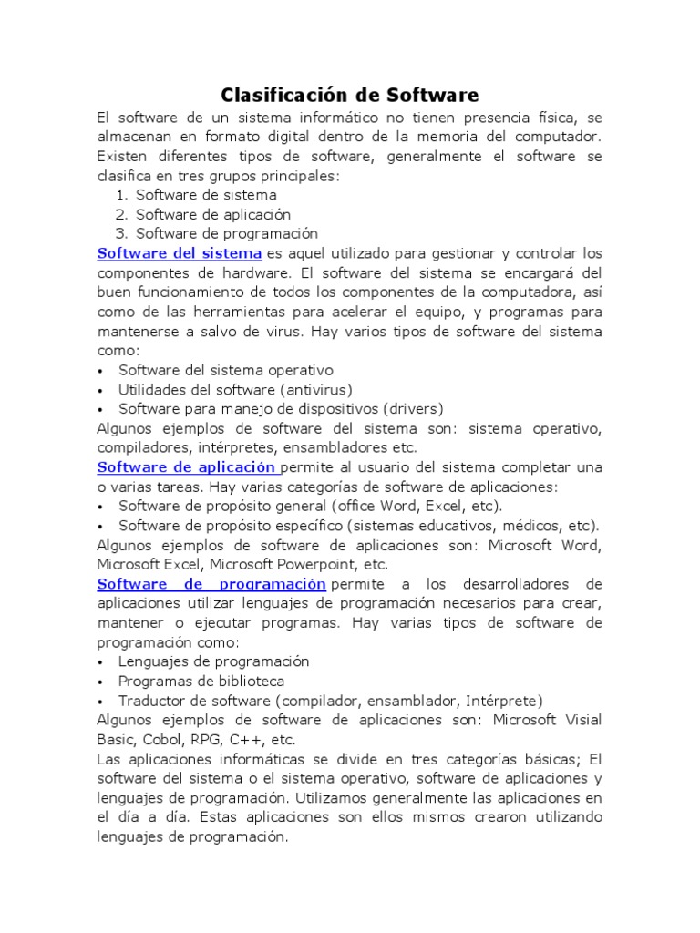 Clasificación de Software | PDF | Microsoft Windows | Dos