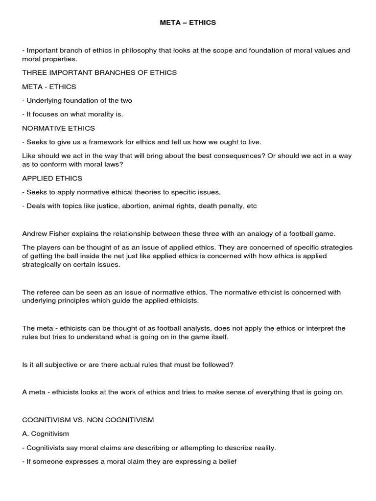 Meta - Ethics | PDF | Objectivity (Philosophy) | Ignorance