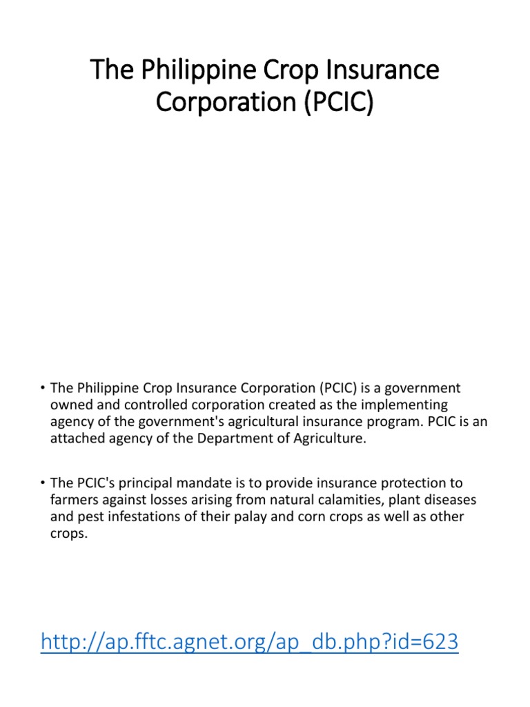 The Philippine Crop Insurance Corporation (PCIC) | PDF