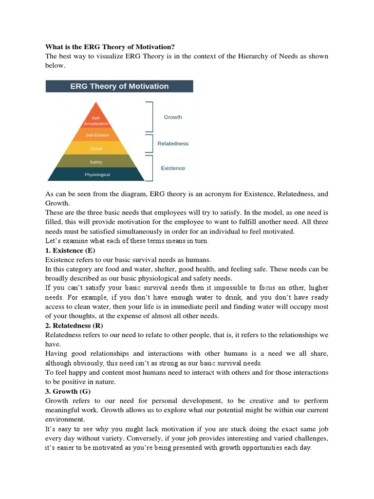 What is the ERG Theory of Motivation | PDF | Motivation | Motivational