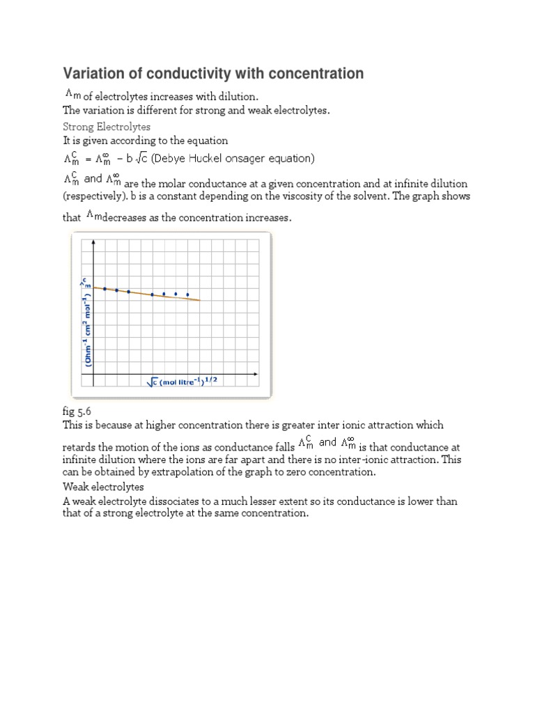 Variation of Conductivity With Concentration | PDF | Electrical ...