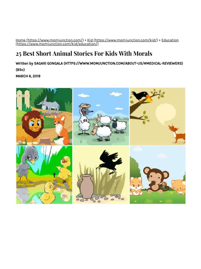 25 Best Short Animal Stories For Kids With Morals | PDF | Cats | The ...