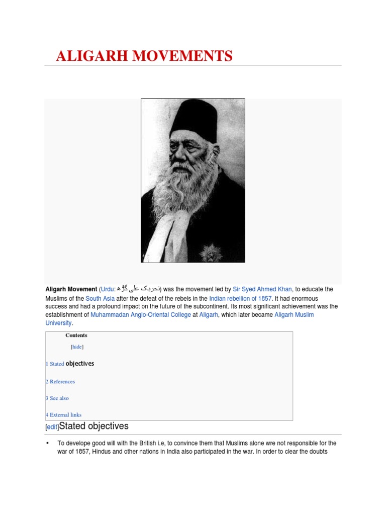 Aligarh Movement | PDF | British Raj | Religion And Belief