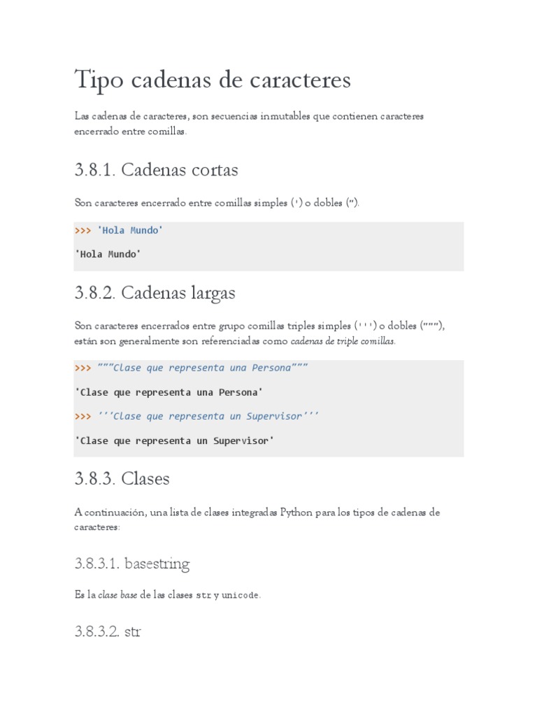 Tipo Cadenas de Caracteres | PDF | Python (lenguaje de programación ...