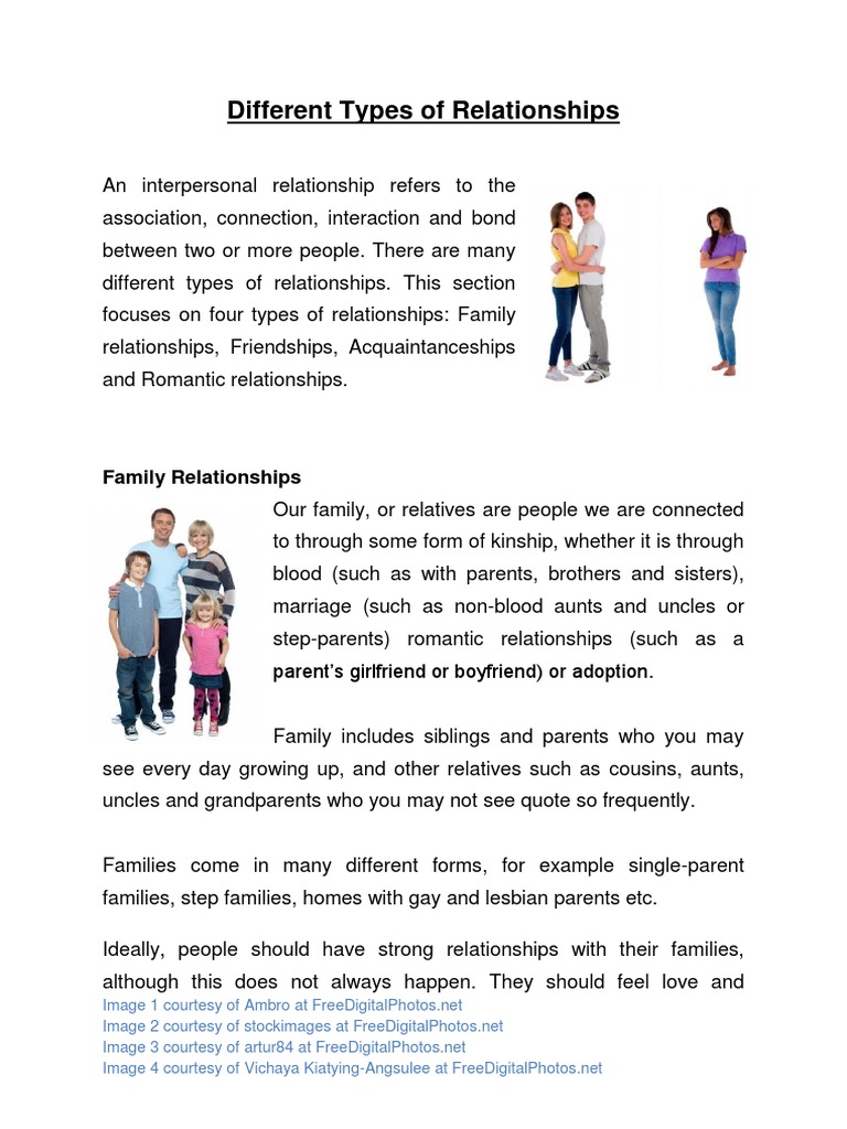 Different Types of Relationships PDF | PDF | Friendship | Kinship