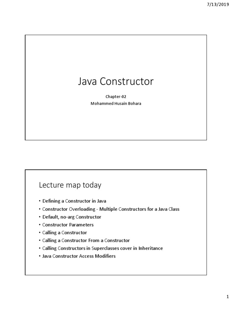 Java Constructor: Lecture Map Today | PDF | Constructor (Object ...