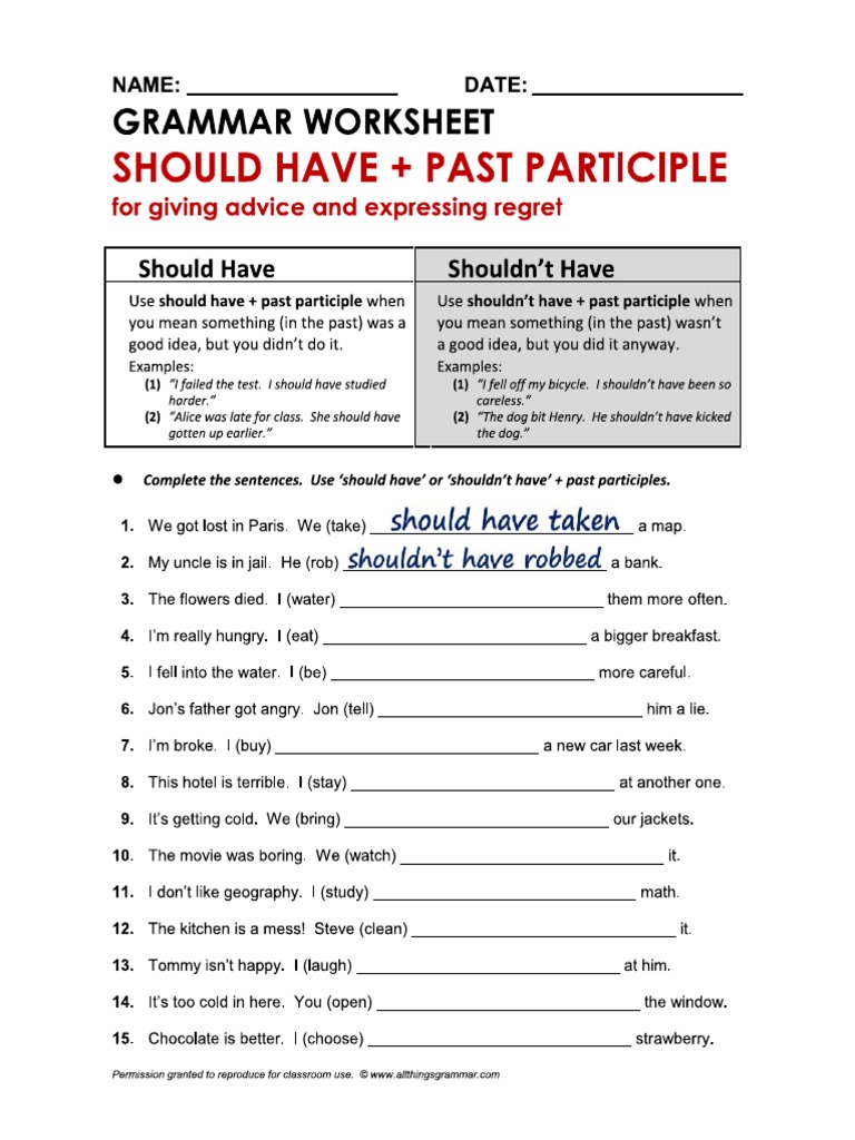 Present Participle Worksheets