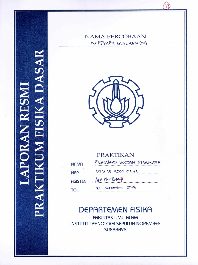 Laporan Resmi Praktikum Koefisien Gesekan (M4) | PDF