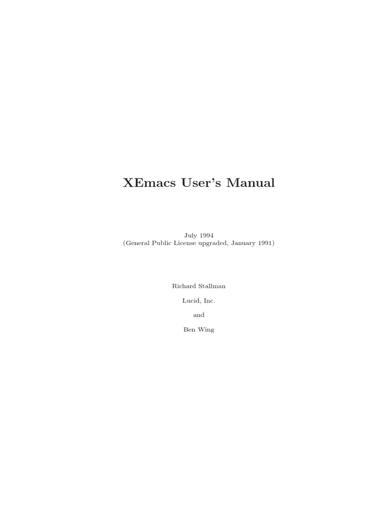 Xemacs | PDF | Menu (Computing) | Gnu