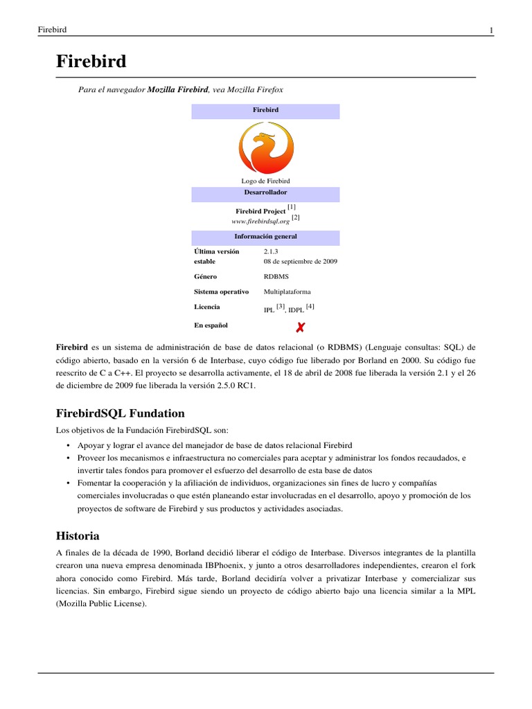 Firebird | PDF | Software libre | Software de gestión de datos