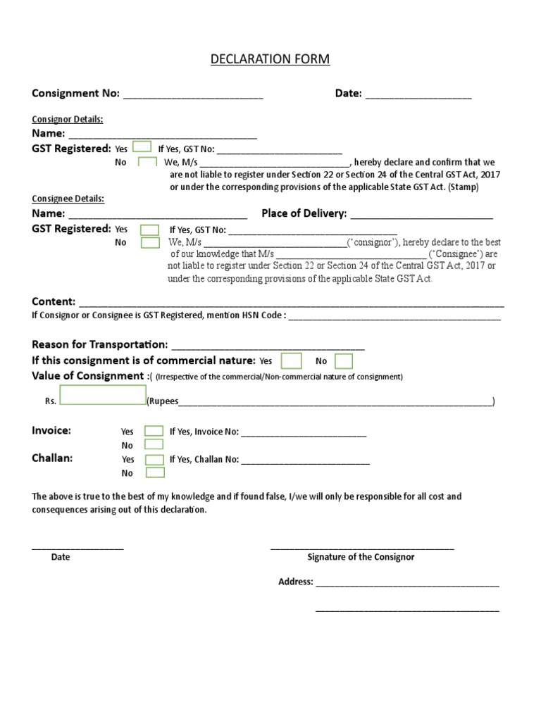 Non GST New Declaration F | PDF | Government | Business