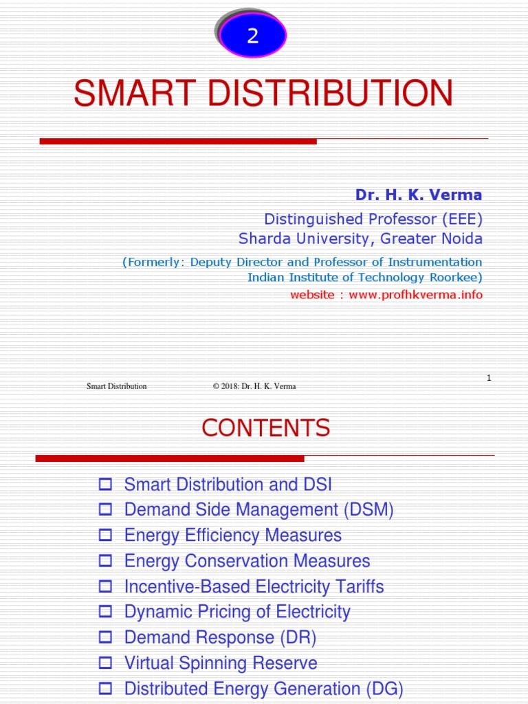 Smart Distribution: Distinguished Professor (EEE) Sharda University ...