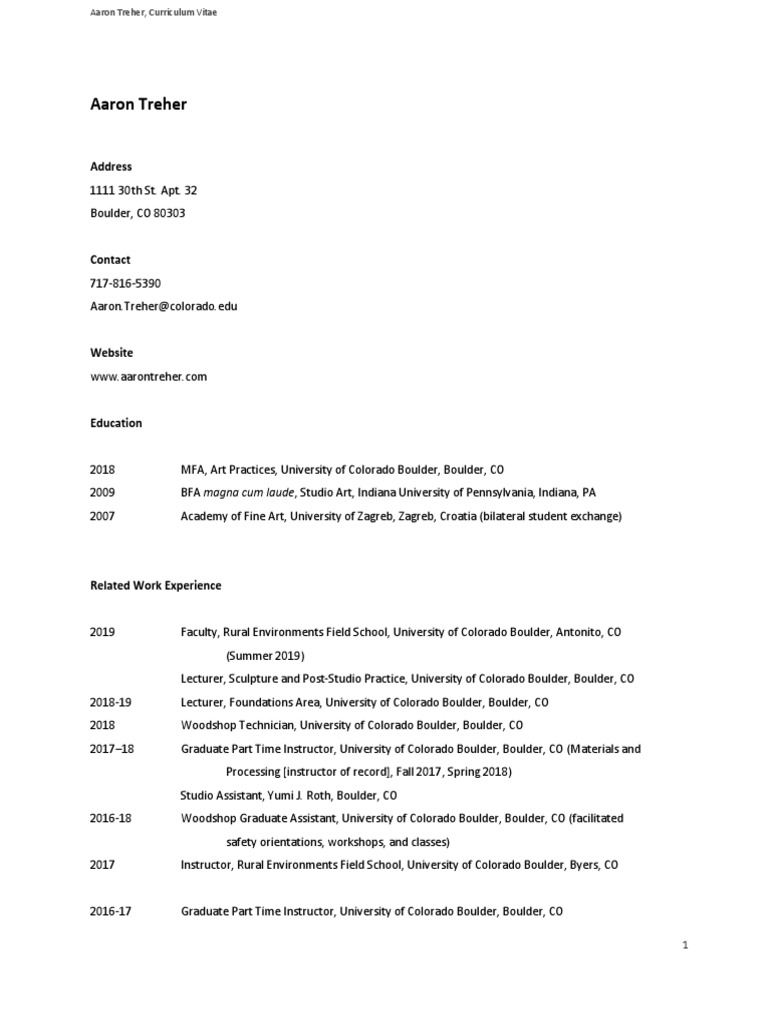 Aaron Treher CV 1 | Download Free PDF | Colorado