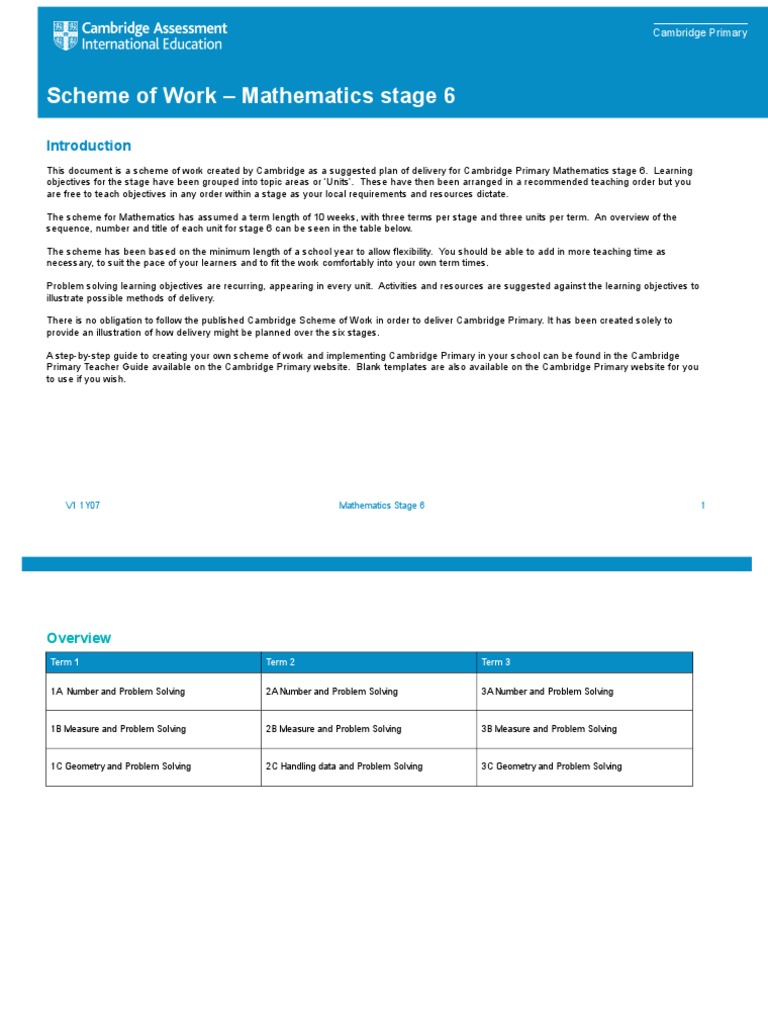Cambridge Primary Math Guide | PDF | Multiplication | Numbers