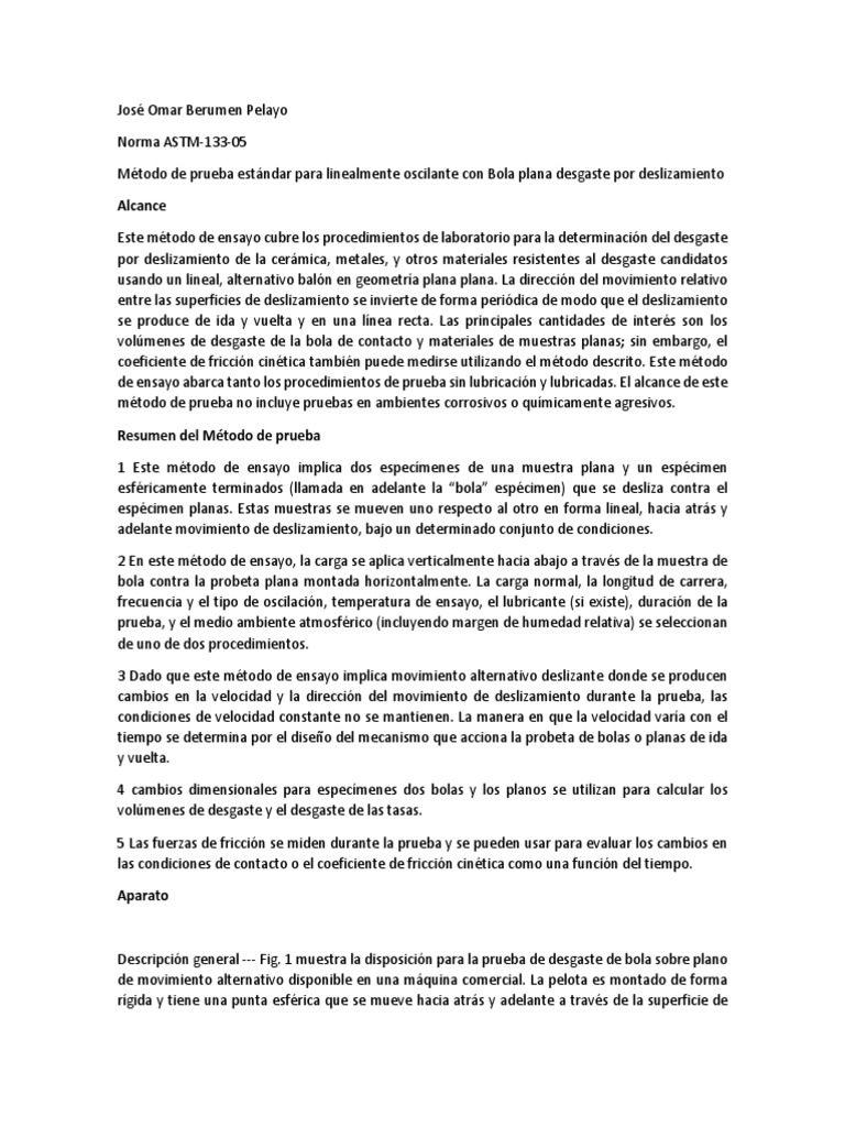 Norma ASTM 133-05 - José Omar Berumen Pelayo - En.es | PDF | Fricción ...