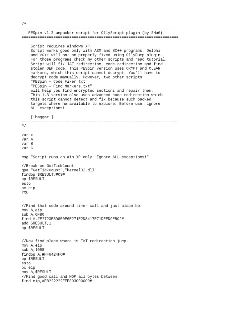 PeSpin 1.3 Unpacker | PDF | Computing Platforms | System Software