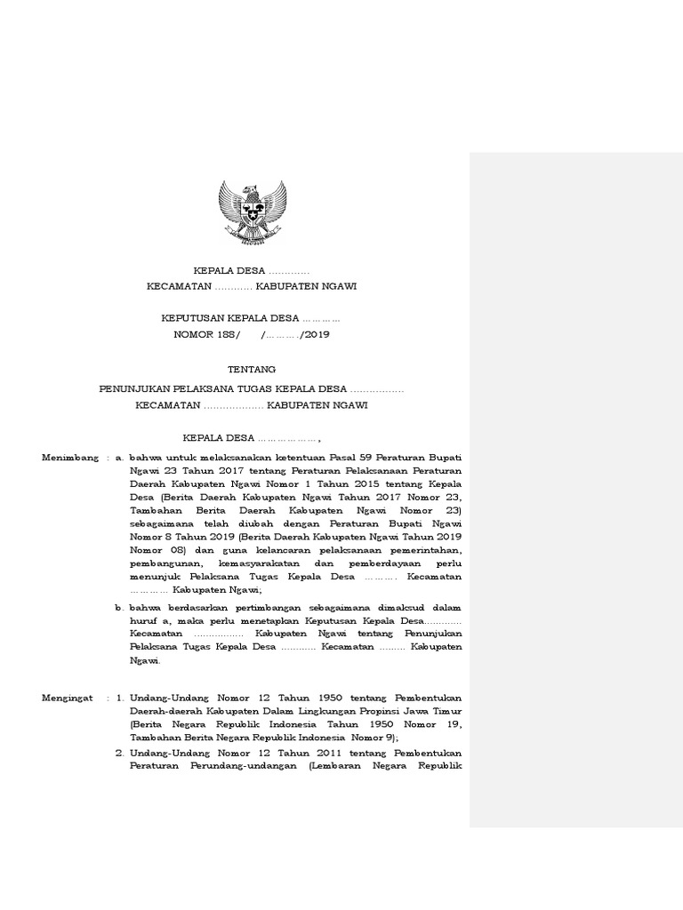 Contoh SK PLT 2019 | PDF