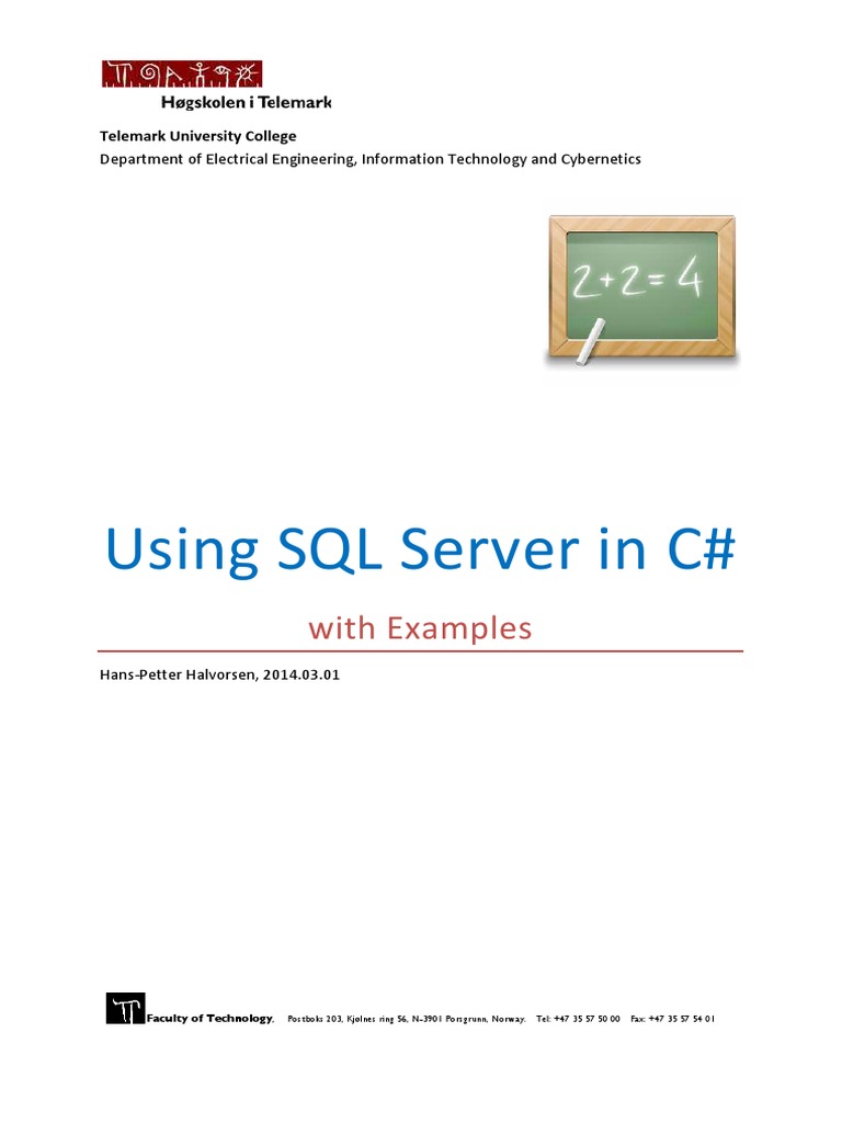 0373 Using SQL Server in C With Examples | PDF | Language Integrated ...