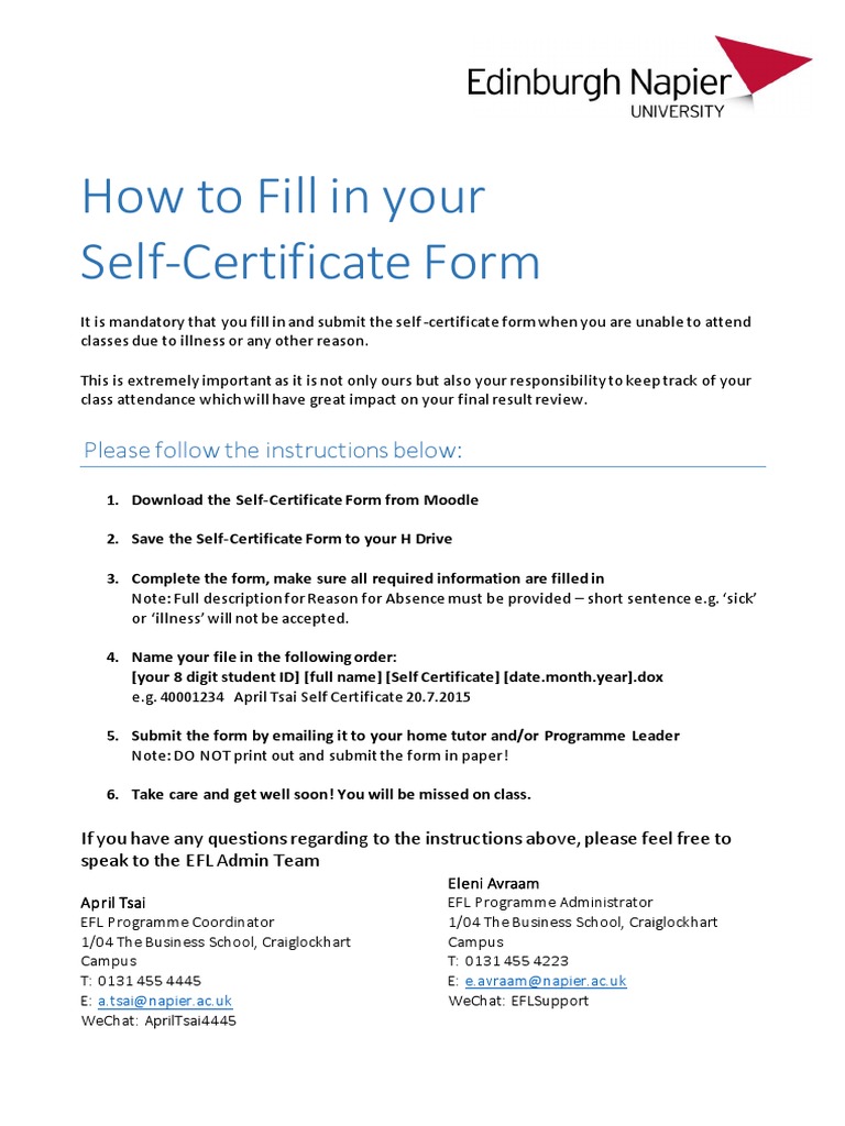 How To Fill in Your Self-Certificate Form: Please Follow The ...