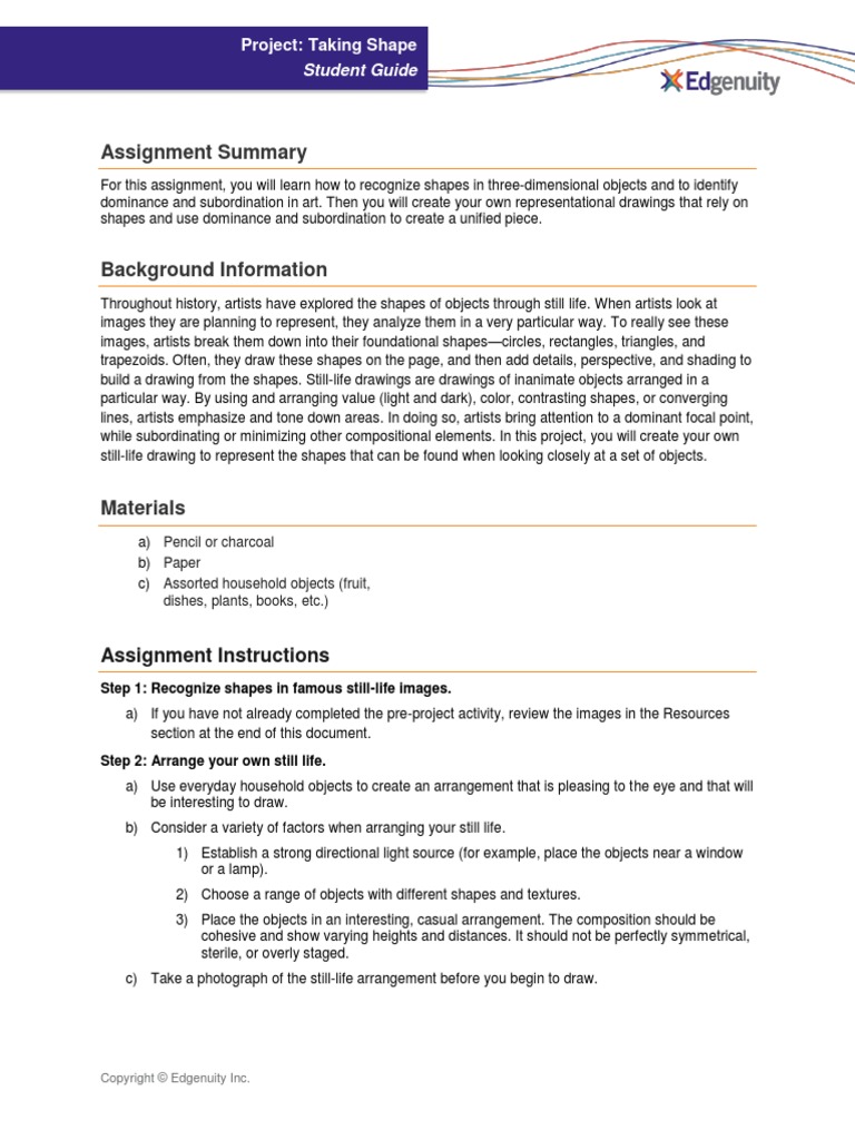 Project Taking Shape Student Guide | PDF | Shape | Drawing