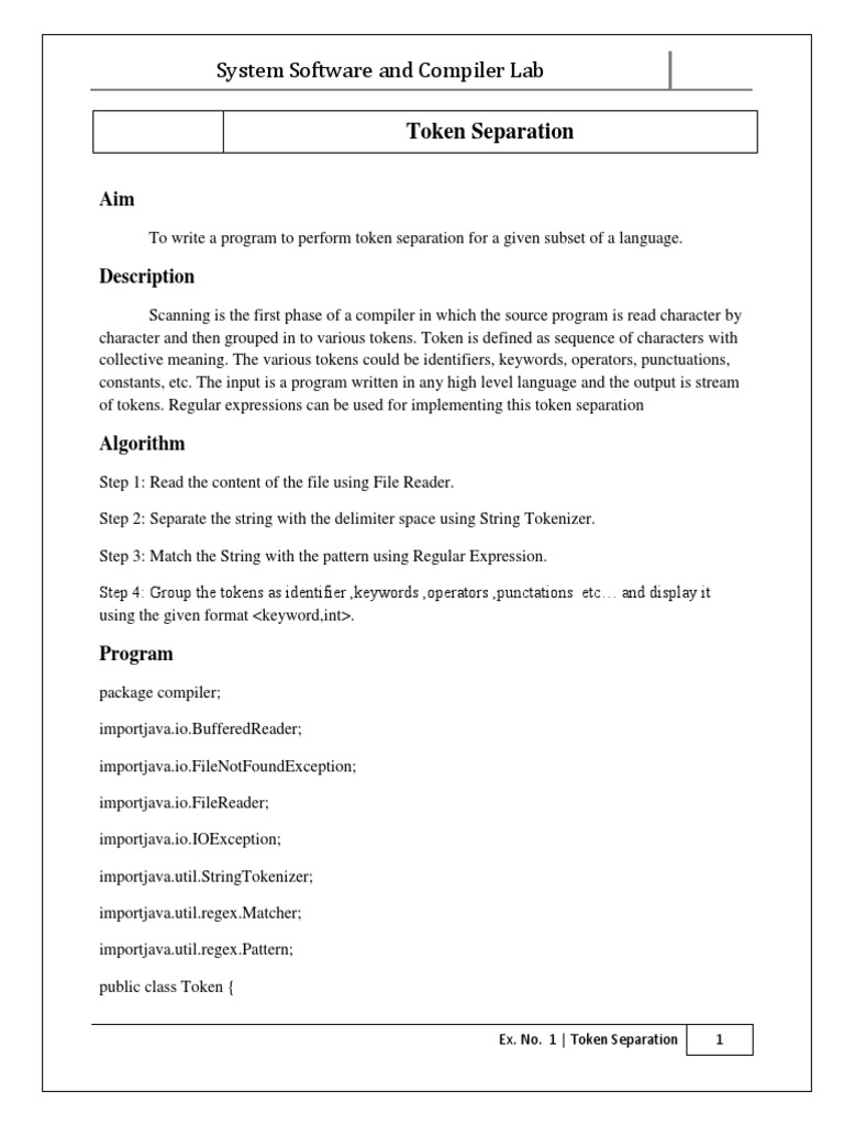 Tokenizing Source Code: A Java Program that Separates Source Code into ...