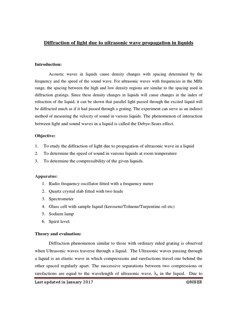 Diffraction by Ultrasonic Waves in Liquid | Download Free PDF ...