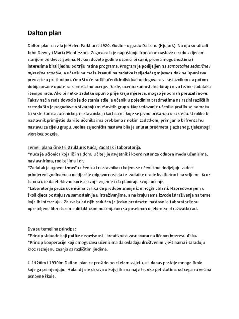 Dalton Plan | PDF
